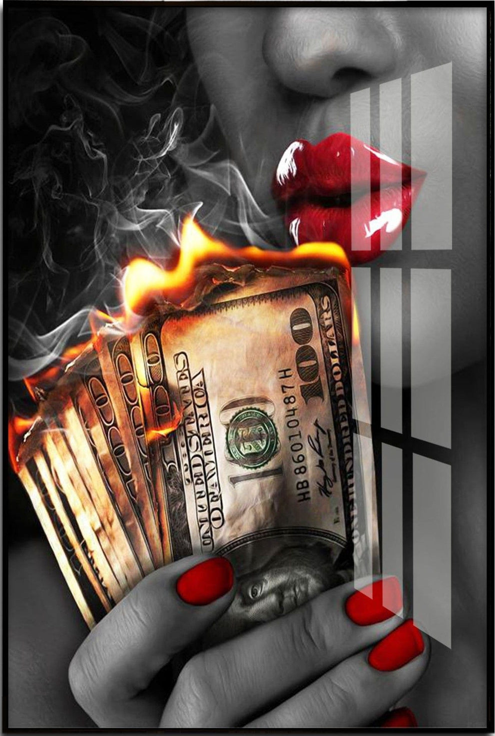 Money Blaze Crystal Porcelain painting – CanvasWallDecor